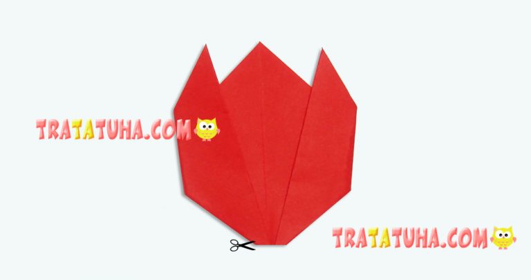 Origami tulip for kids: step-by-step instruction