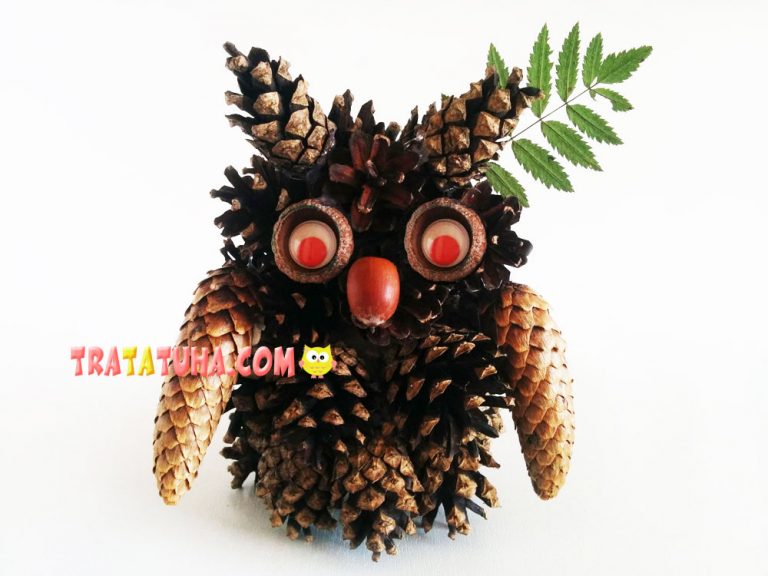 Big Owl of Pinecones Step by Step