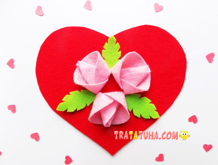 Valentine Card With Felt Roses